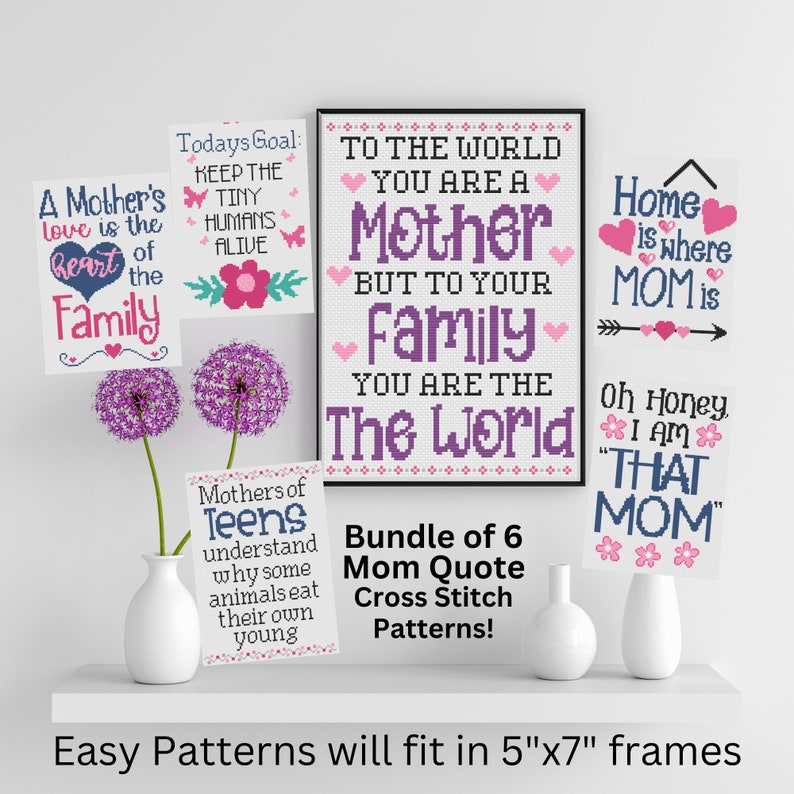 Bundle of Mom Cross Stitch Patterns Printable and Pattern - Etsy