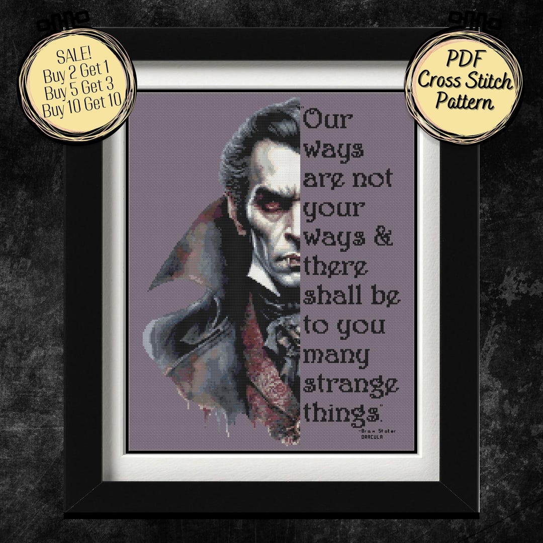 Dracula Hallowe'en Vampire Cross Stitch Pattern - Many Strange Things ...
