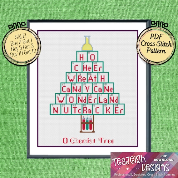 O Chemist Tree Nerdy Cross Stitch Pattern Periodic Table of - Etsy