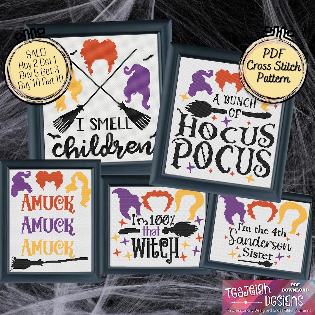 Hocus Pocus Sanderson Sisters Bundle of Cross Stitch Patterns - PDF ...