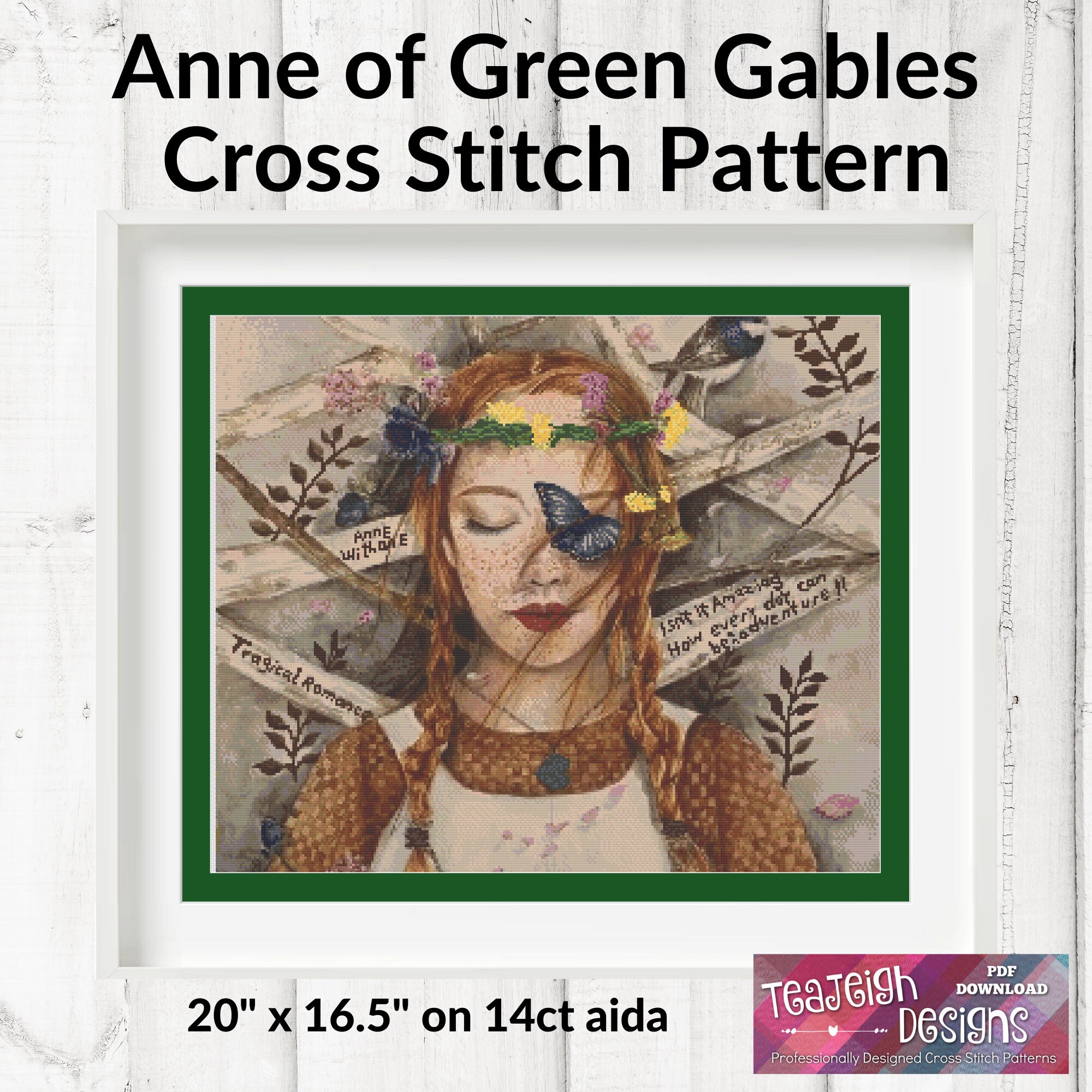Anne With an E Cross Stitch Pattern - Printable and Pattern Keeper ...