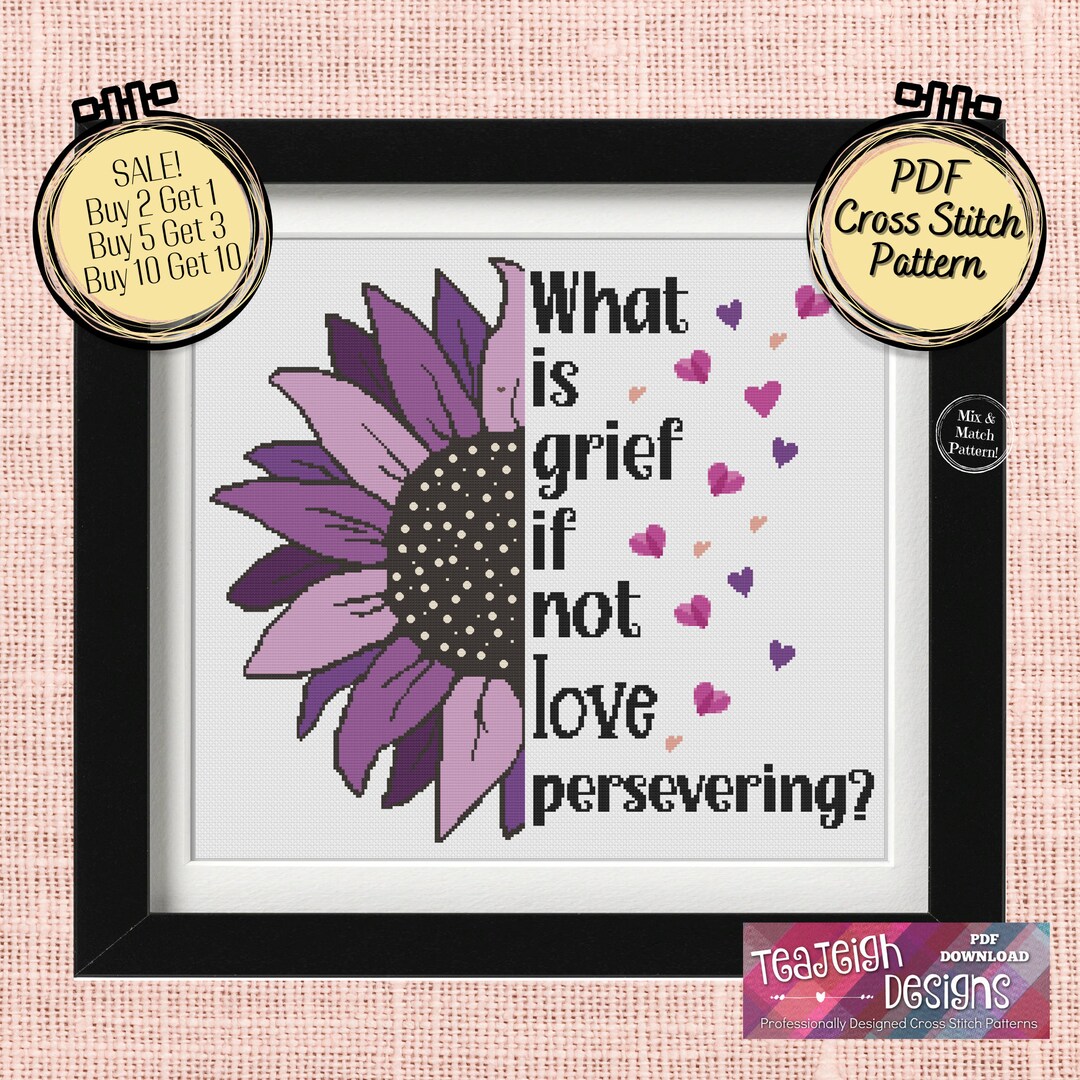 What is Grief Cross Stitch Pattern Purple Sunflower Mandala Mix and ...