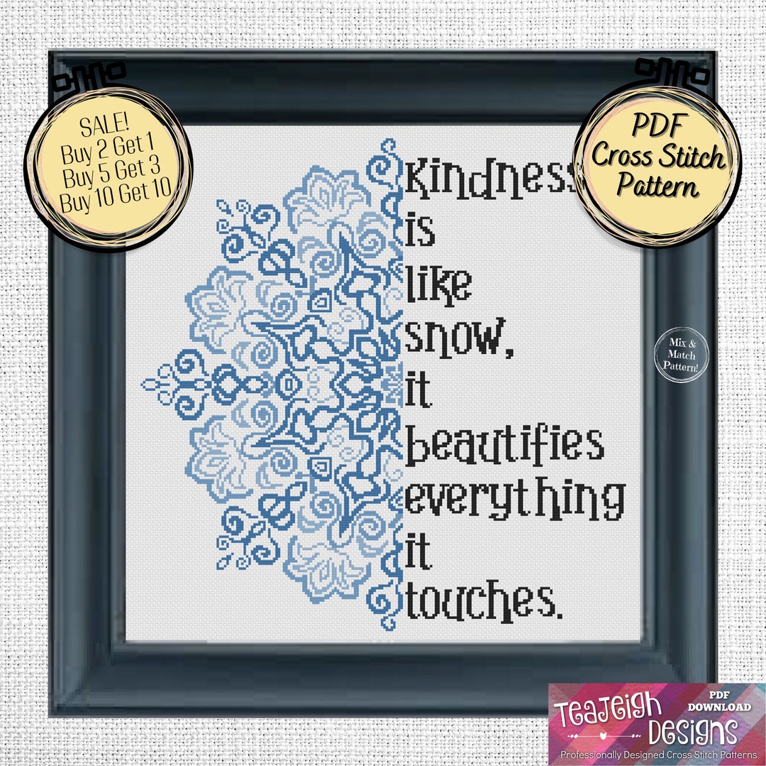 Kindness is Like Snow Cross Stitch Pattern SNOWFLAKE MANDALA - Etsy
