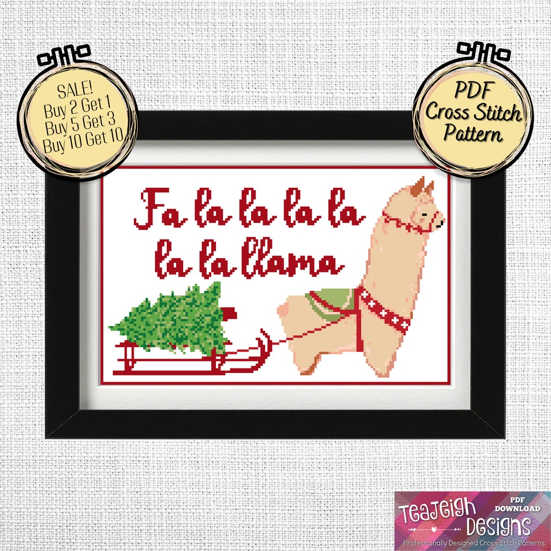 Fa La La La La Llama Christmas Cross Stitch Pattern With a Llama ...