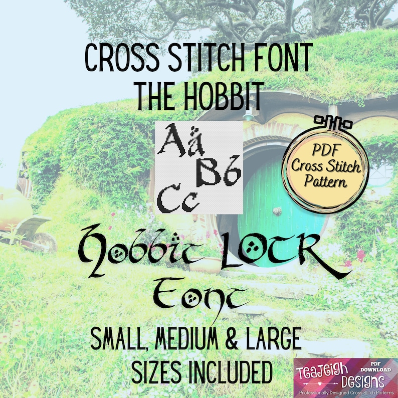 Cross Stitch Font LOTR the Hobbit Bilbo's Handwriting in 3 Sizes ...