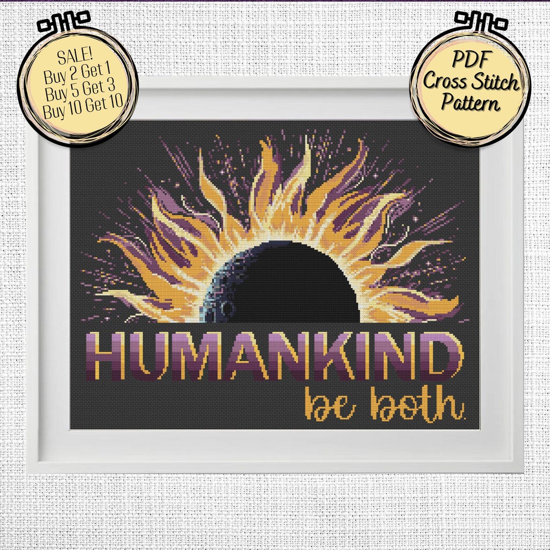 Humankind Be Both Eclipse Cross Stitch Pattern - Printable and Pattern ...