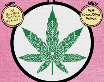 Cross Stitch Pot Leaf - Etsy