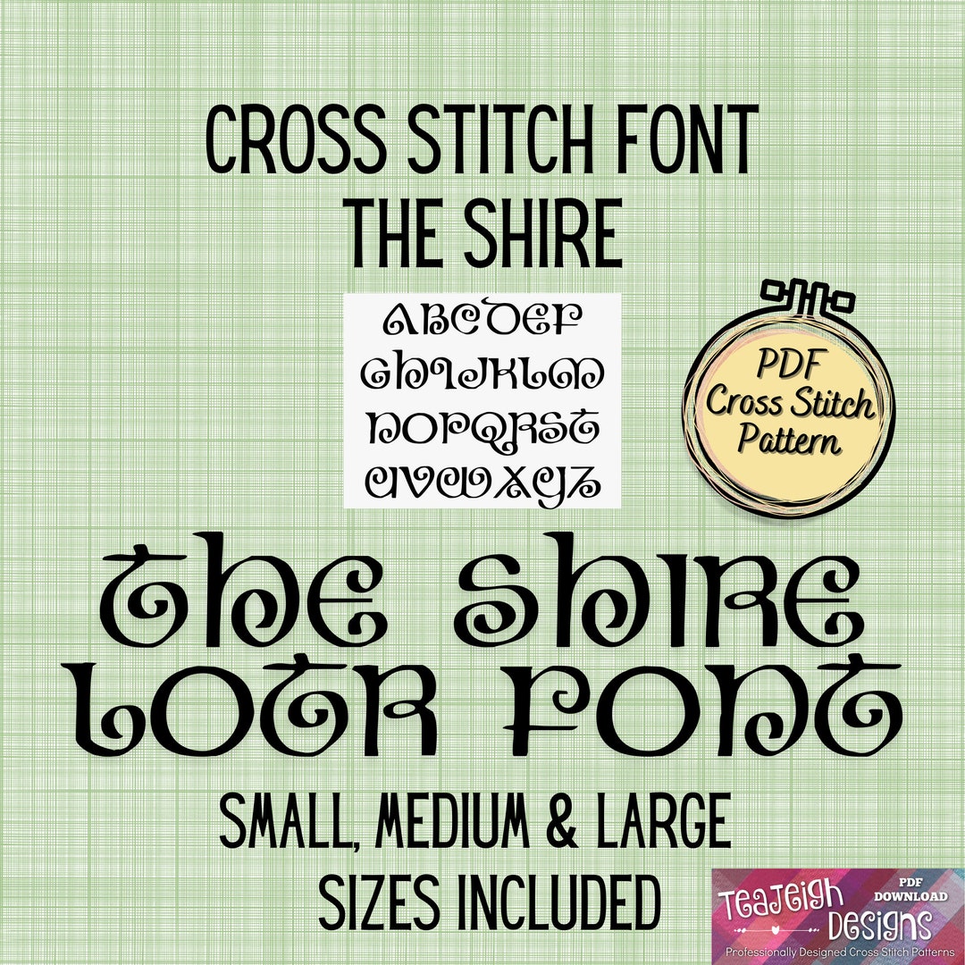 The Shire Cross Stitch Font in 3 Sizes – Hobbit & LOTR Inspired (PDF ...