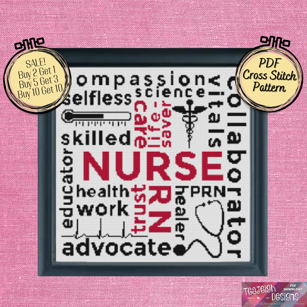 Nurse Appreciation Subway Art Cross Stitch - Printable and Pattern ...