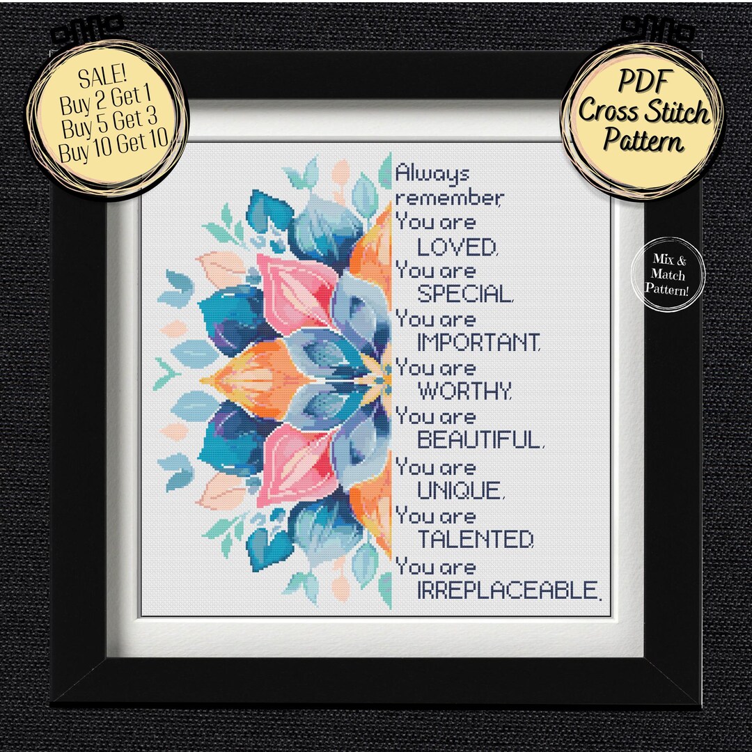 Inspirational Poem Cross Stitch Pattern - Always Remember - Floral ...