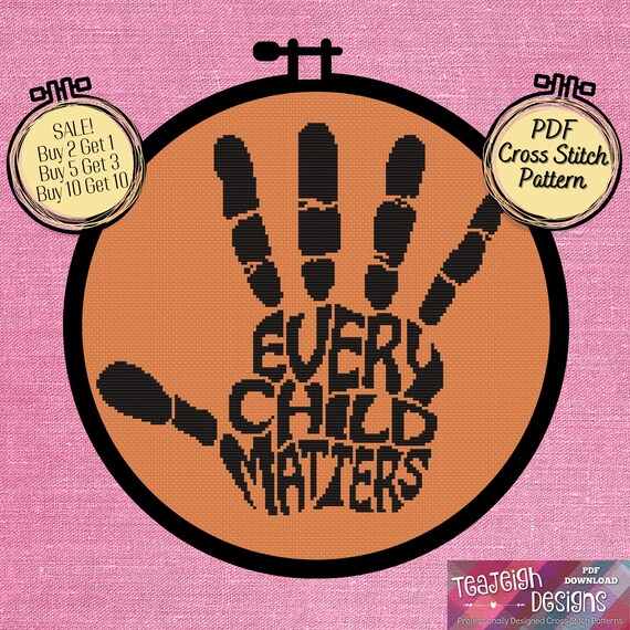 Every Child Matters Handprint Easy Cross Stitch Pattern - Etsy Hong Kong