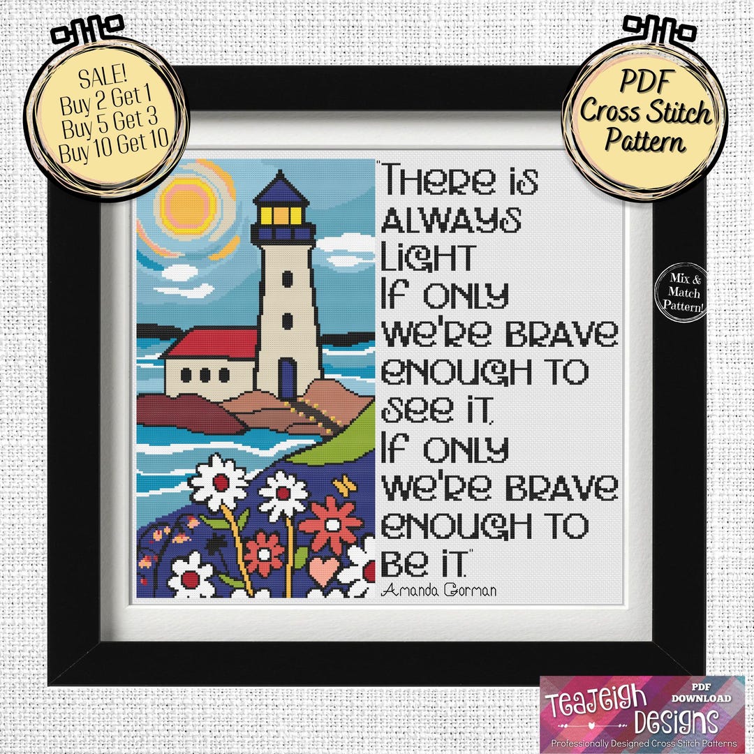 Folk Art Lighthouse Cross Stitch Pattern - There is Always Light Amanda ...