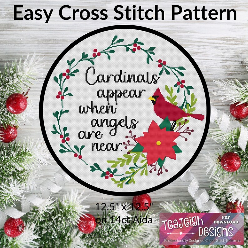 Cardinals Appear When Angels Are Near Easy Cross Stitch Pattern ...