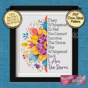 I Am the Storm Cross Stitch Pattern Bright Floral Mandala Mix and Match ...