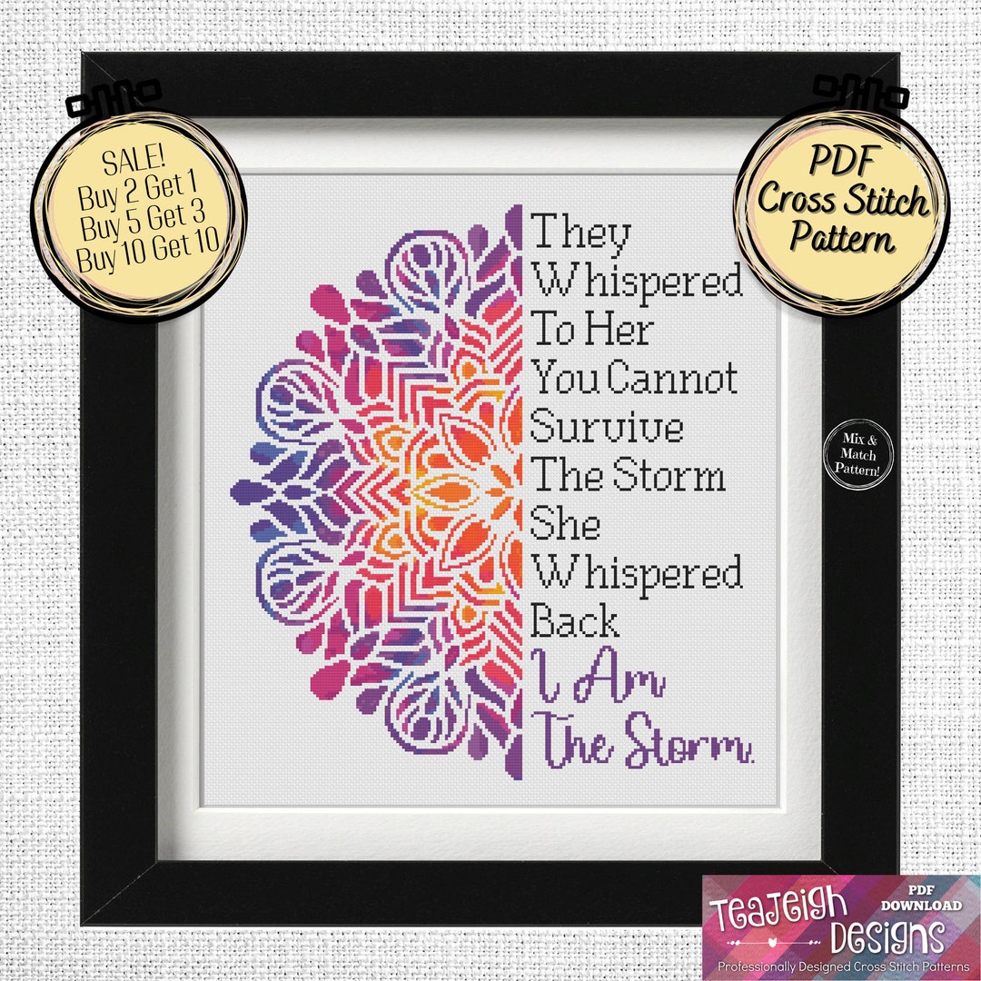 I Am the Storm Cross Stitch Pattern - Fire Mandala - Mix and Match ...