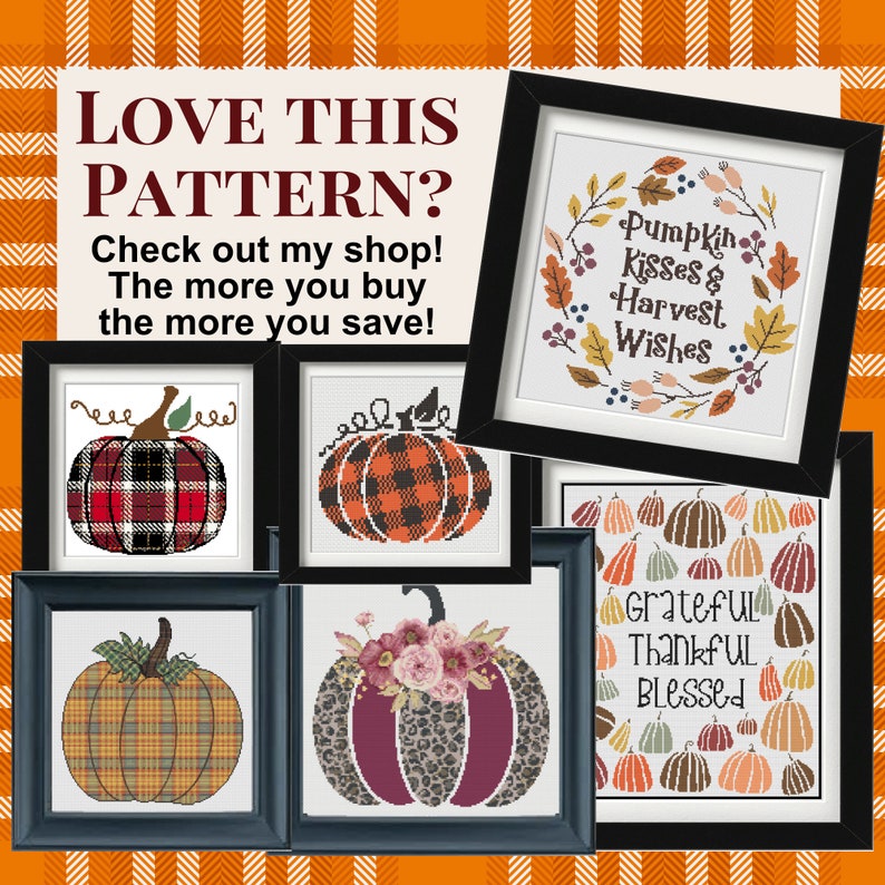 Pumpkin Kisses and Harvest Wishes Autumn Wreath Cross Stitch Pattern - Printable and Pattern ...