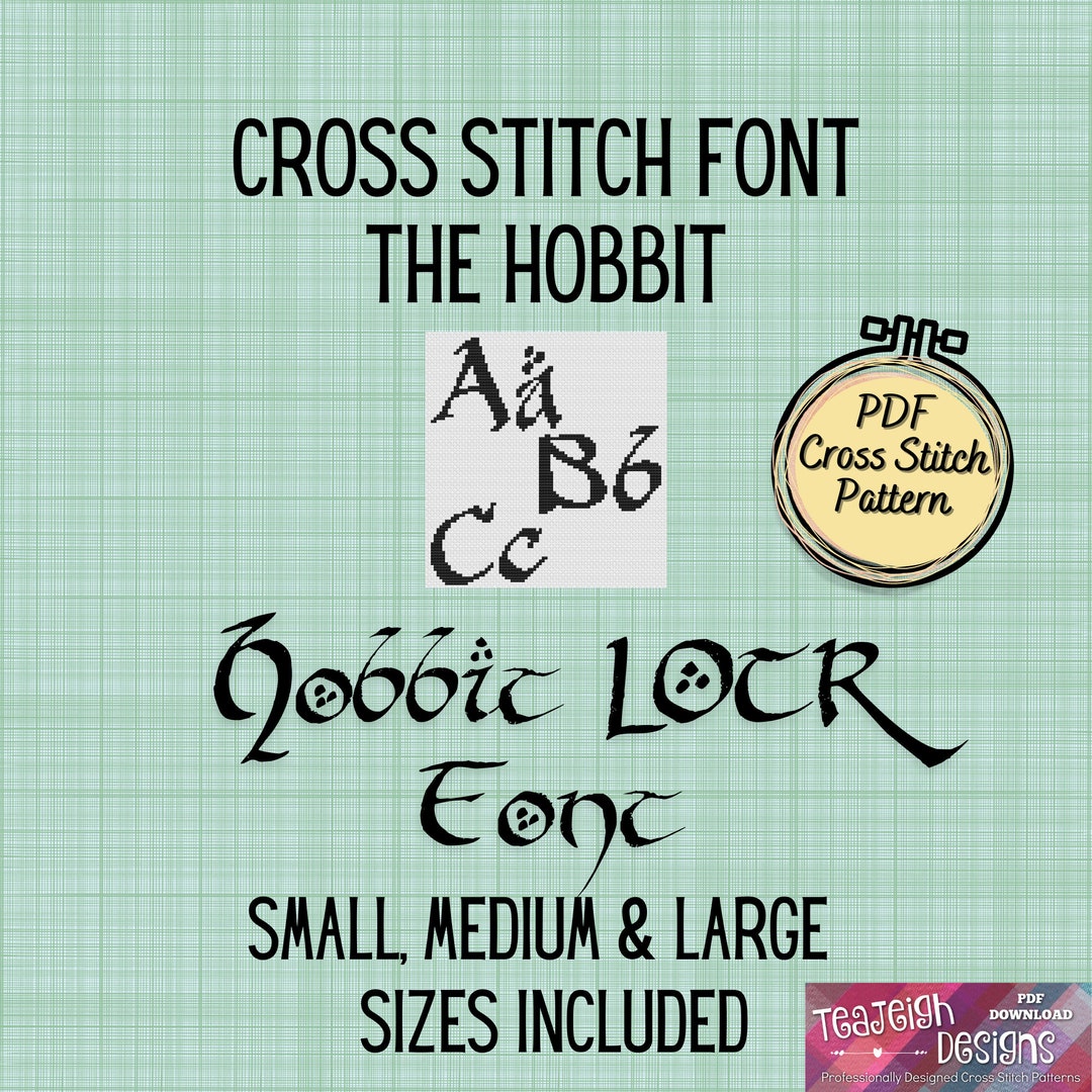 Cross Stitch Font LOTR the Hobbit Bilbo's Handwriting in 3 Sizes ...