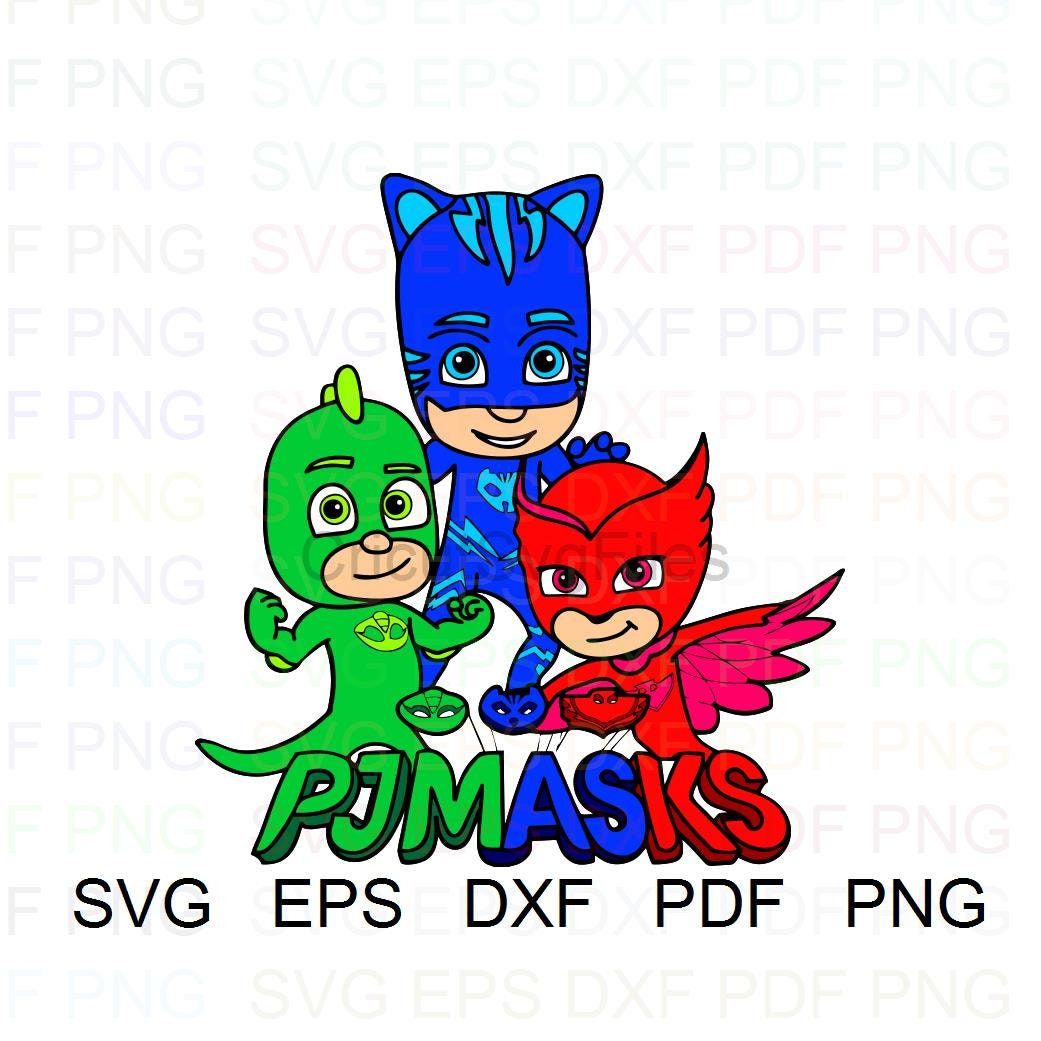 Pj Masks Silhouettes 4 PJ Masks Vector Clipart Svg Eps Dxf Pdf | Etsy