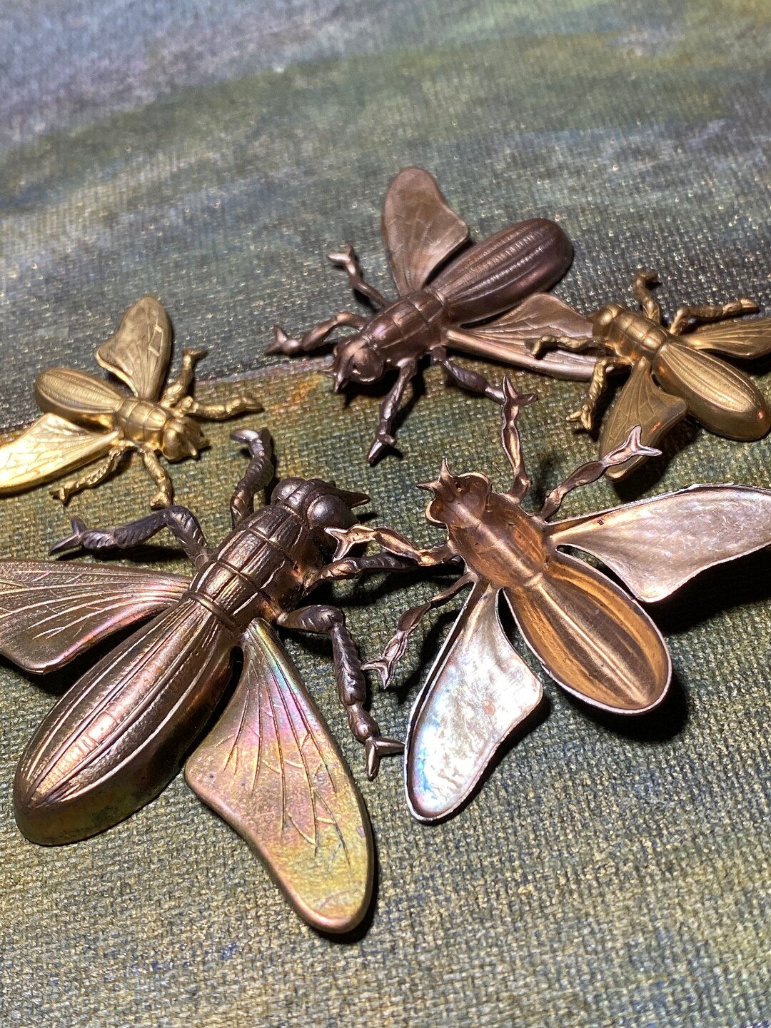 Brass Flying Insect Stamping Pendant DIY Mixed Media Jewelry Component ...