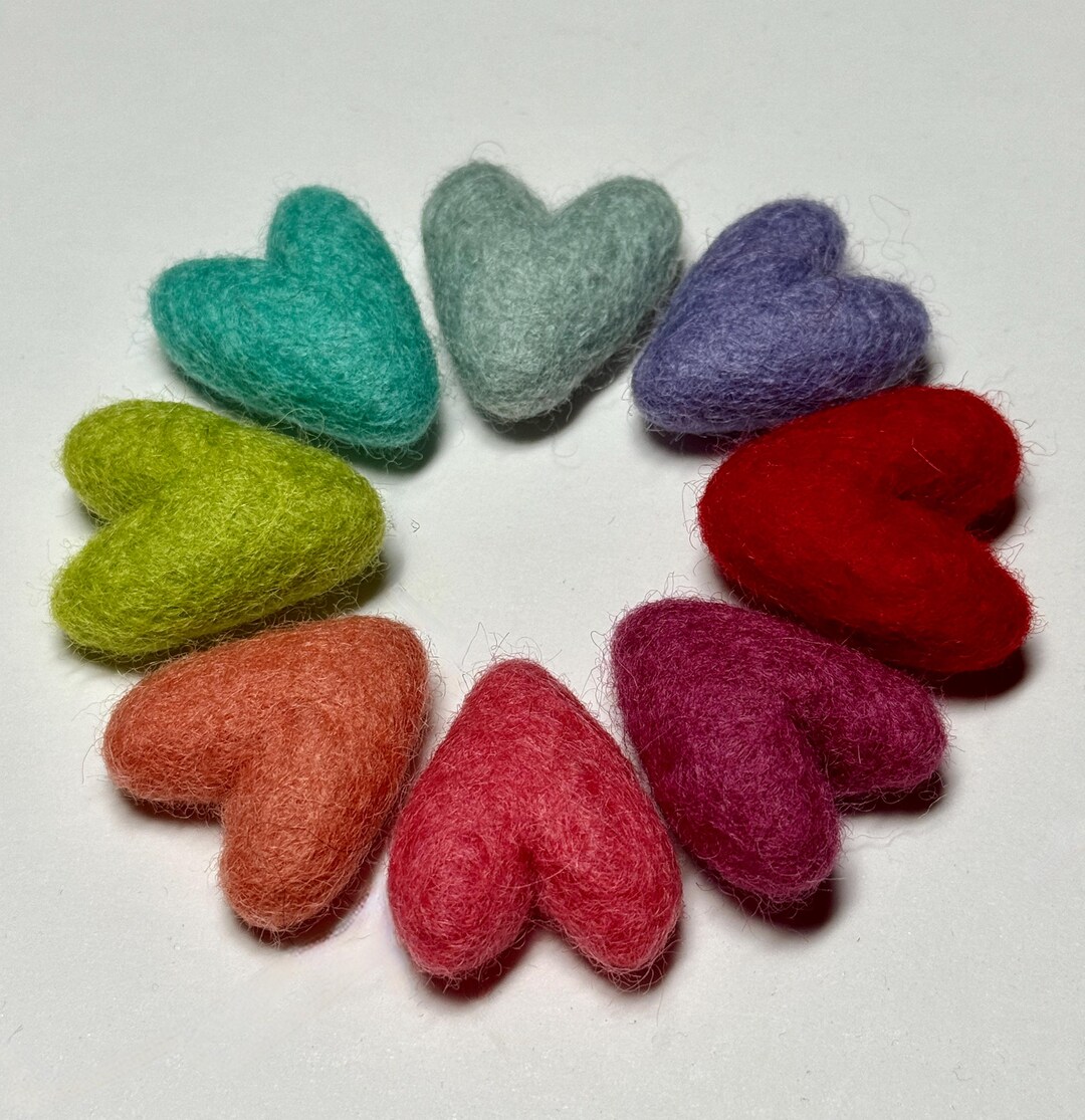 Hand Felted Wool Hearts~ Several Colors~ 1 1/8" X 1 " - Etsy