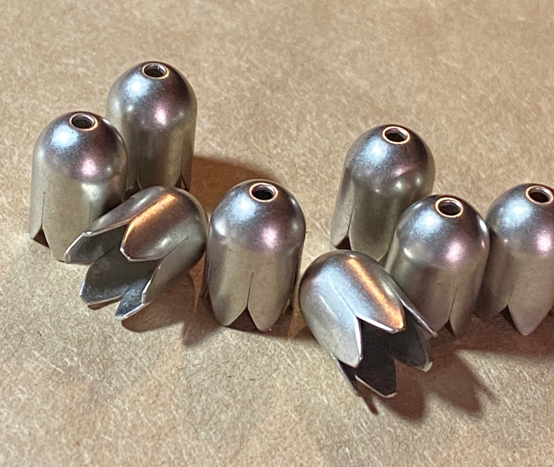 2 Plated Smooth Silver/brass Tulip Cap~ 8mmx10mm - Etsy