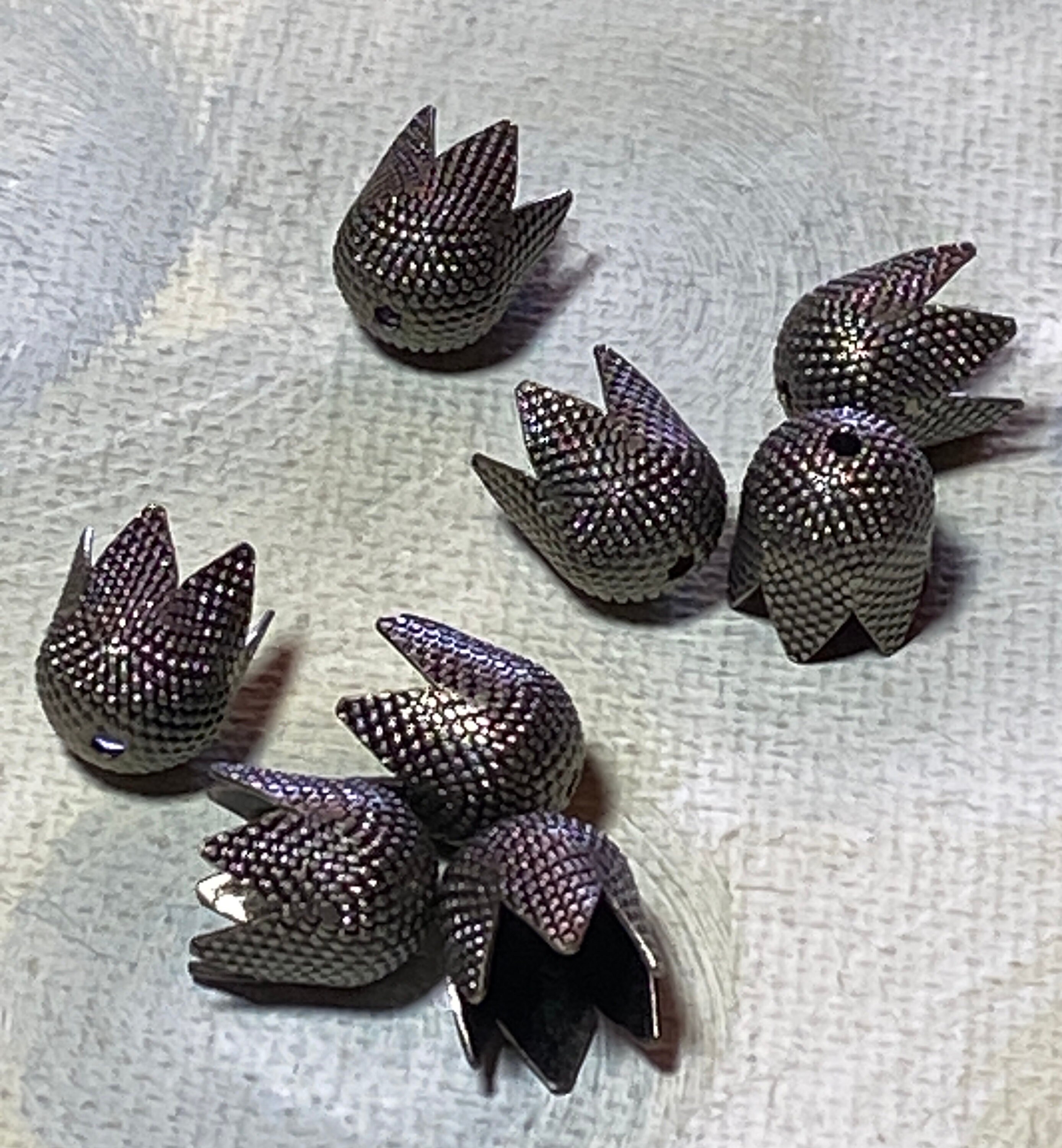 2 Plated Knurled Silver/brass Tulip Cap 8mmx10mm - Etsy