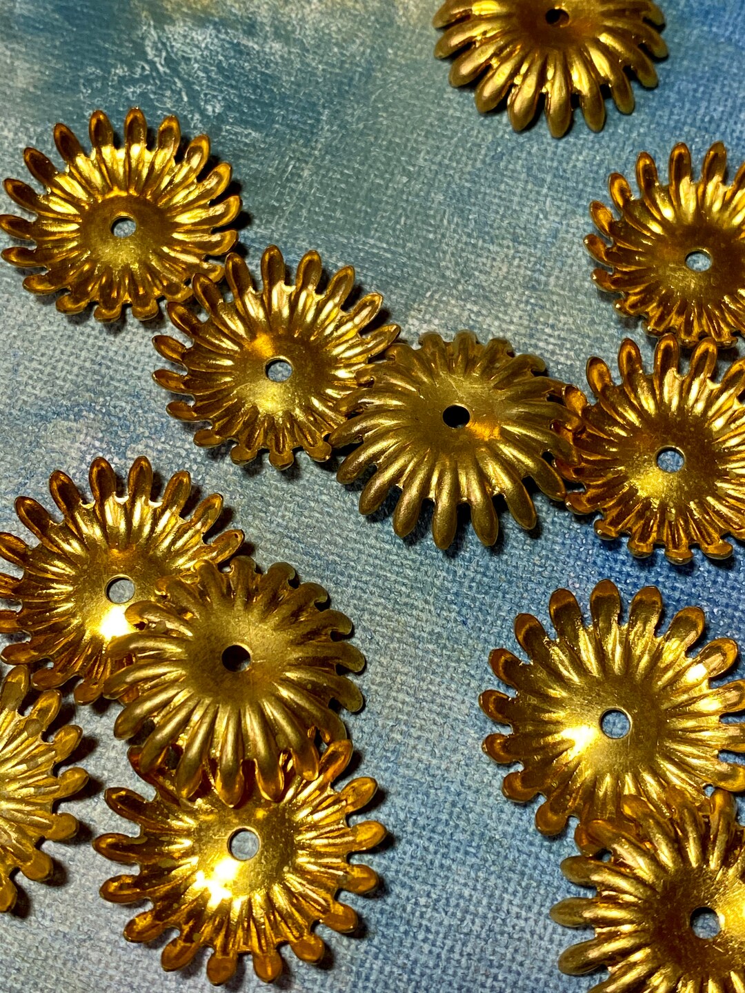 Pair Large Bright Brass Bead Caps Suns Rays ~1 1/4" - Etsy