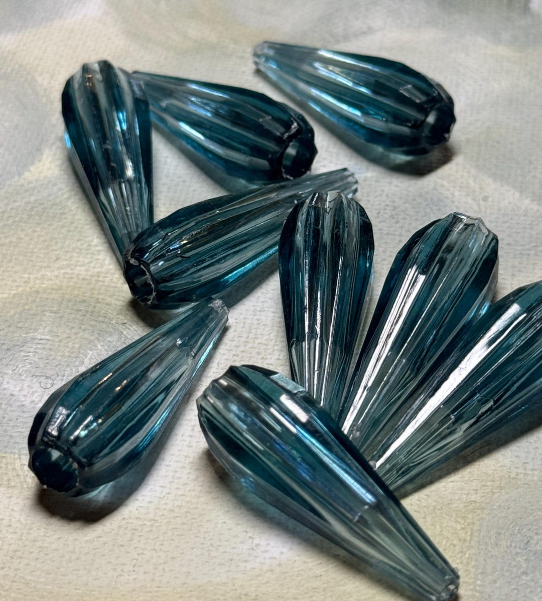 4 Faceted Long Blue Teardrop Plastic Big Holed Bead - Etsy