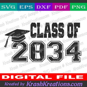 Class of 2034 Design #2 SVG File, Senior 2034, Class of 2034 #2 DIY ...