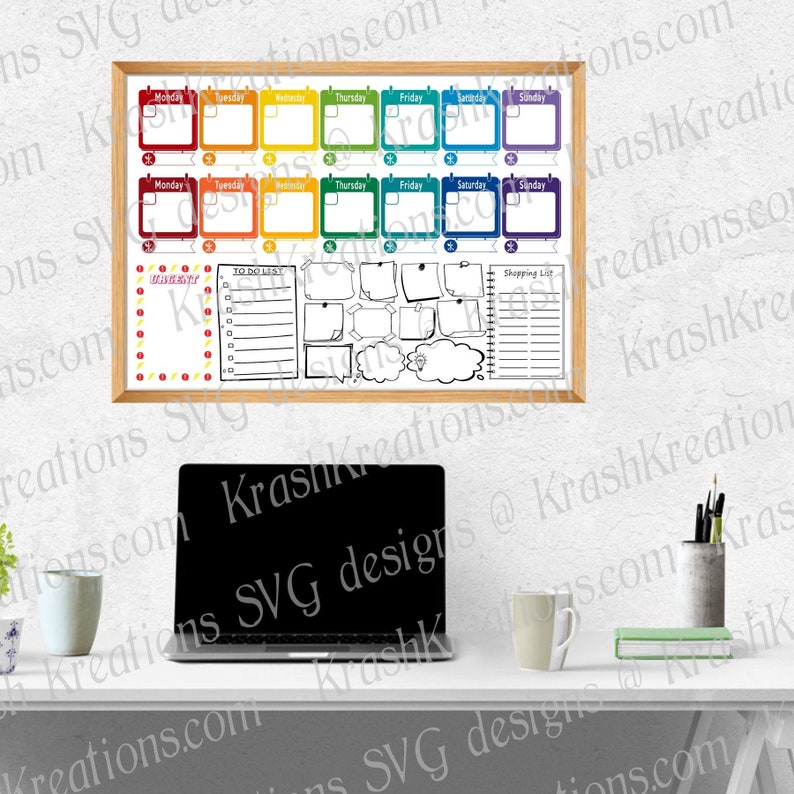 Command Center SVG Cut File: 2-week Calendar, Menu, Notes (digital ...
