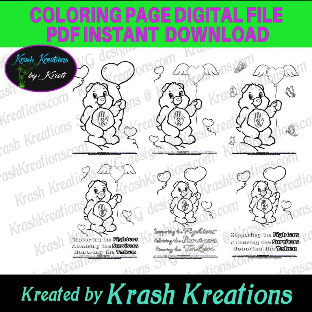 Stop Domestic Violence Awareness Bear COLORING PAGE 2, PDF Coloring ...