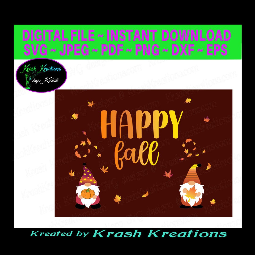 Happy Fall Gnomes With Falling Leaves, Gnome With Leaf and Pumpkin, SVG ...
