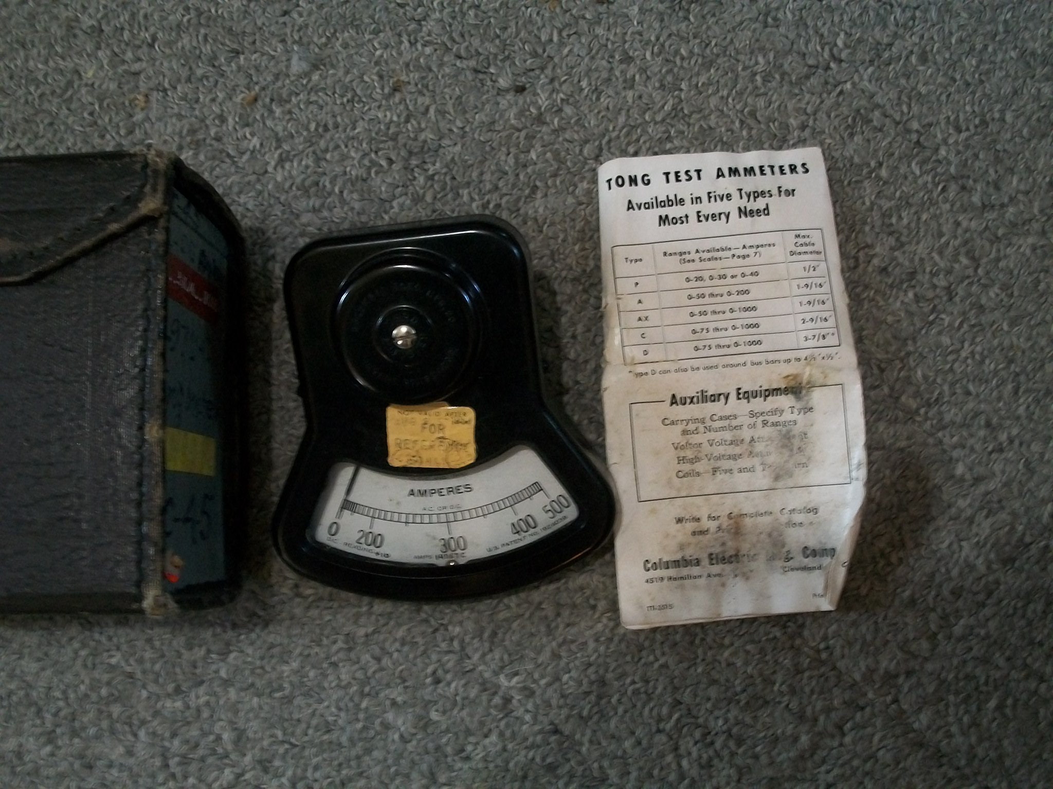 Bell Systems, Tong Meter, Tong Test Ammeter, AC and DC, Columbia Elec ...