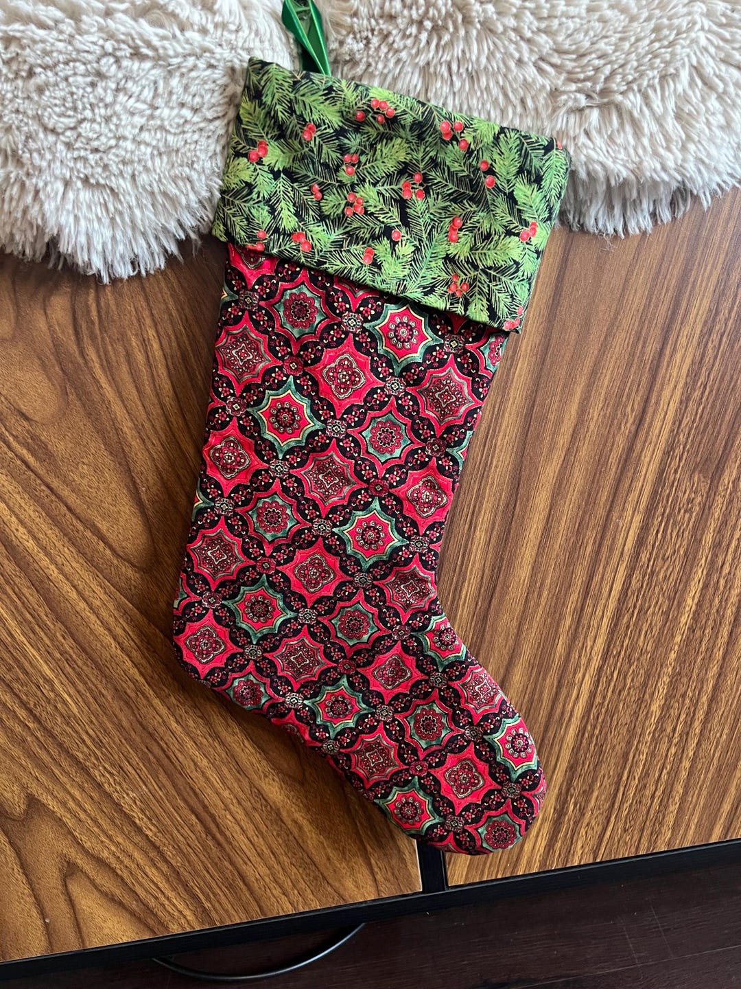 Solstice Stocking Black Holly & Holiday Mandala - Etsy