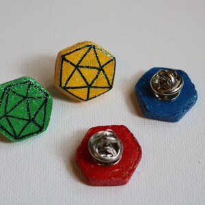 Dnd D20 Dice Handmade Clay Glitter Pins - Etsy