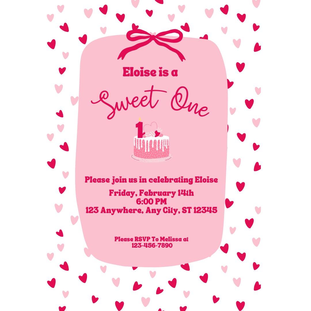 Sweet One Invitation Template - Etsy