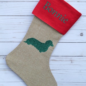 Dachshund Christmas Stocking- Personalized Christmas Stocking- Dog ...