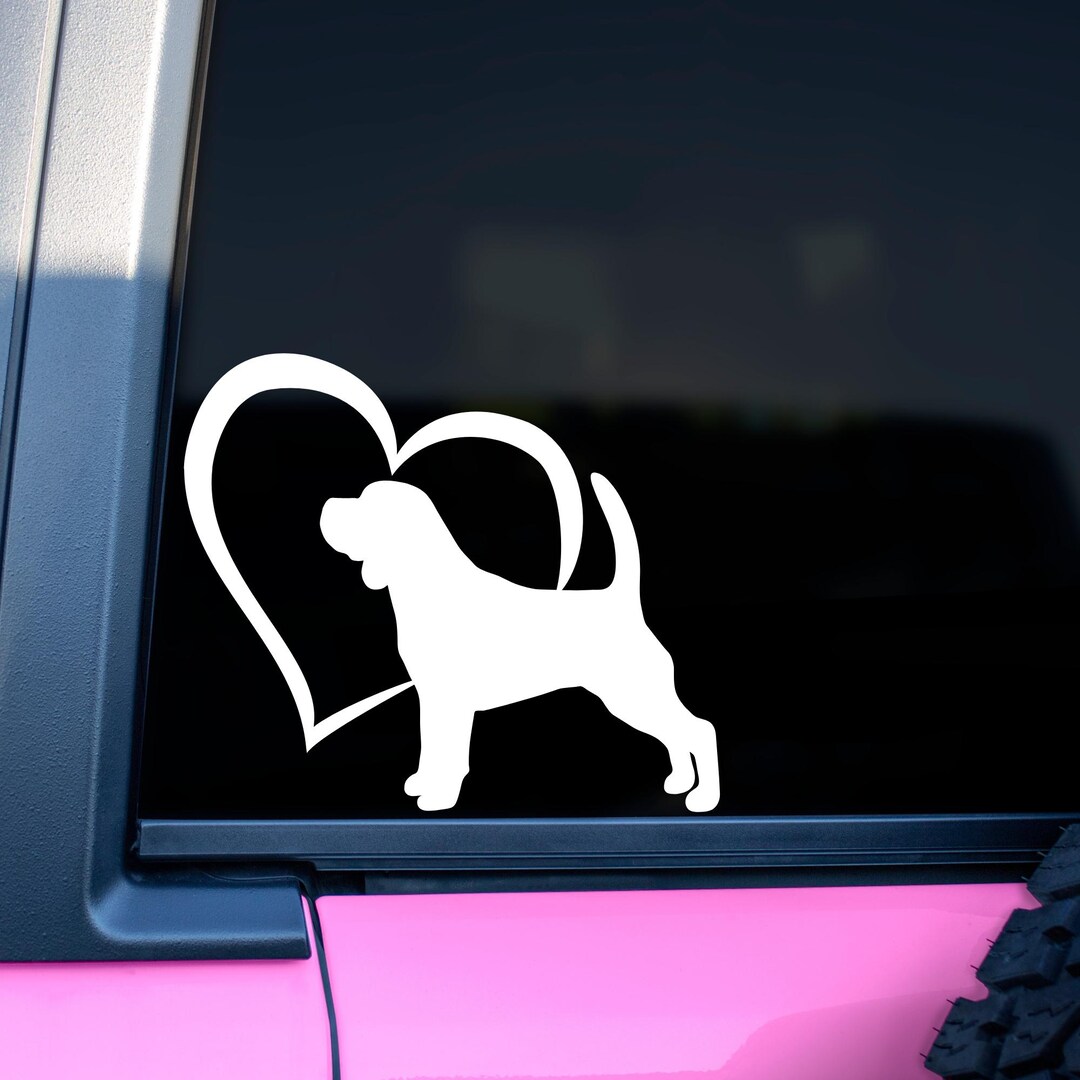 Beagle Heart Decal, Beagle Mom Decal, Beagle Car Decal, Beagle Sticker ...