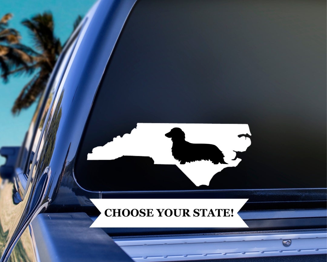 Long Haired Dachshund Vinyl Decal, State Decal, Home State Decal ...