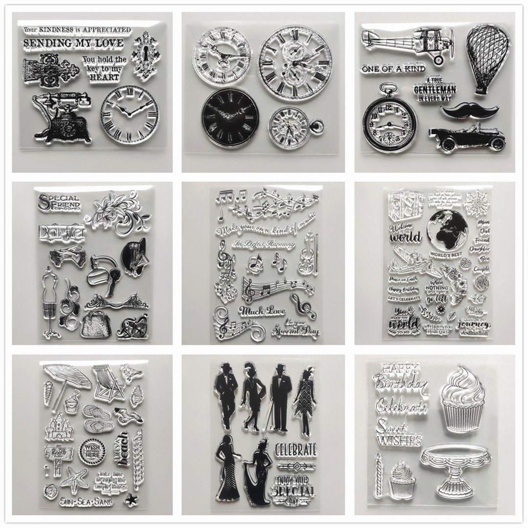 26 Design 2022 NEW Retro Clock Clear Stamps DIY Scrapbooking Craft ...