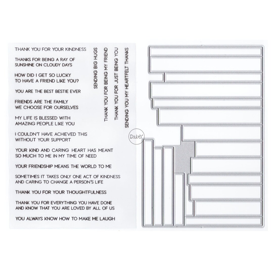 Dzixy English Sentences Clear Stamps and Metal Cutting Dies for Card ...