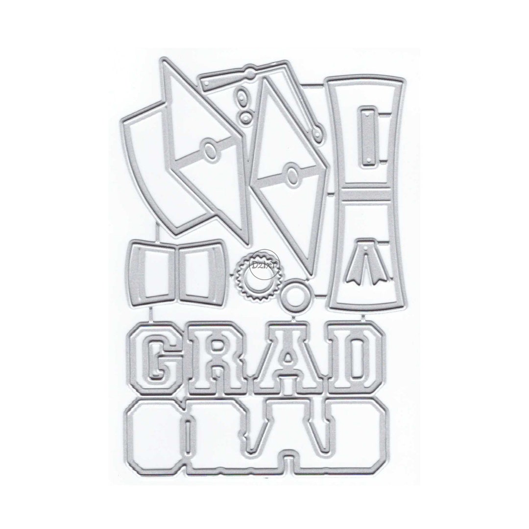 Dzixy Graduation Hat Word Grad Metal Cutting Dies for Card Making Paper ...
