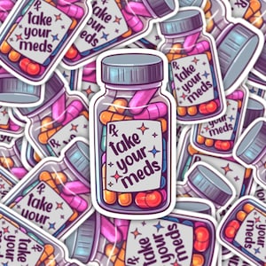 Colorful Pill Bottle Meds Reminder Sticker - Take Your Meds - Charity ...