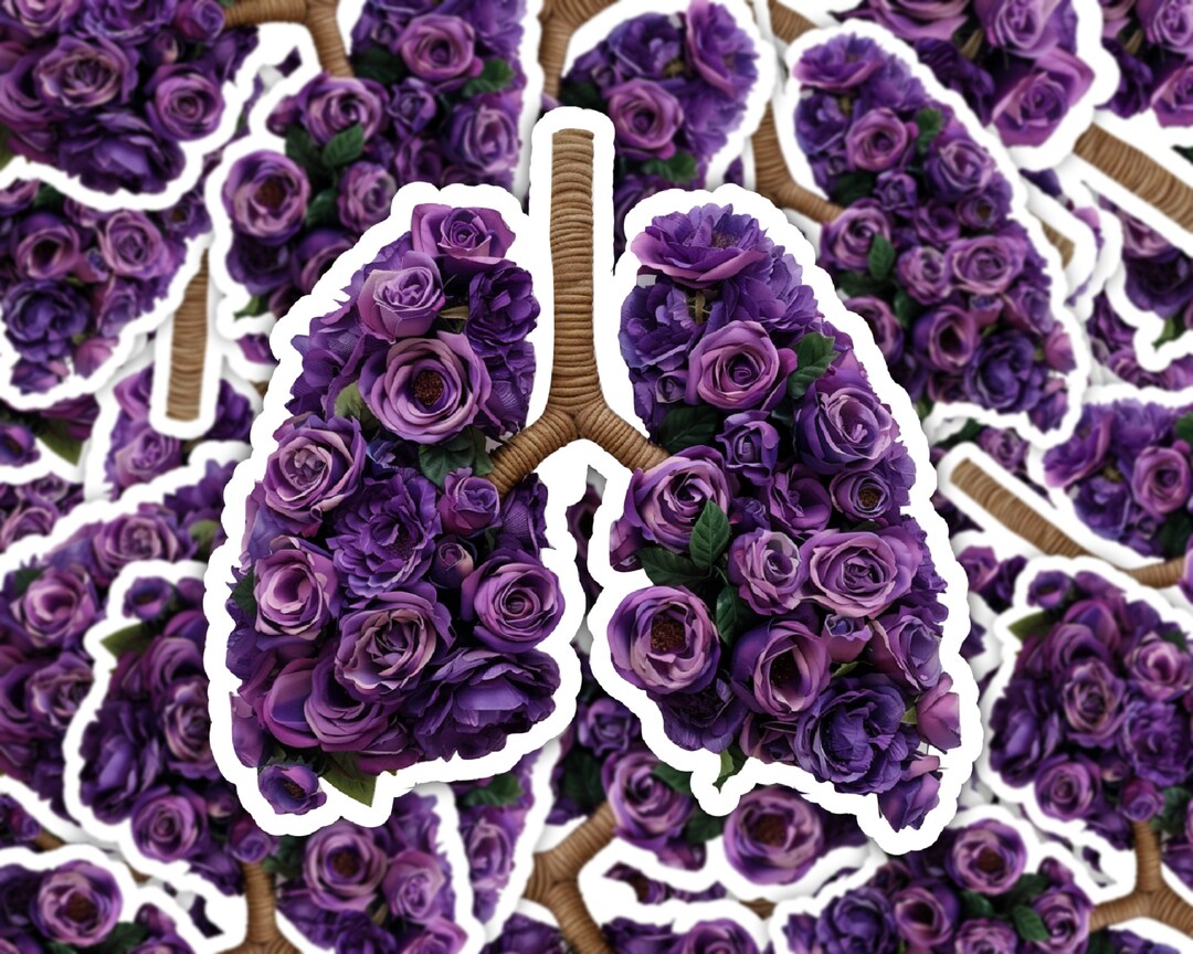 CF Awareness: Purple Rose Lungs Sticker for Respiratory Health - Etsy