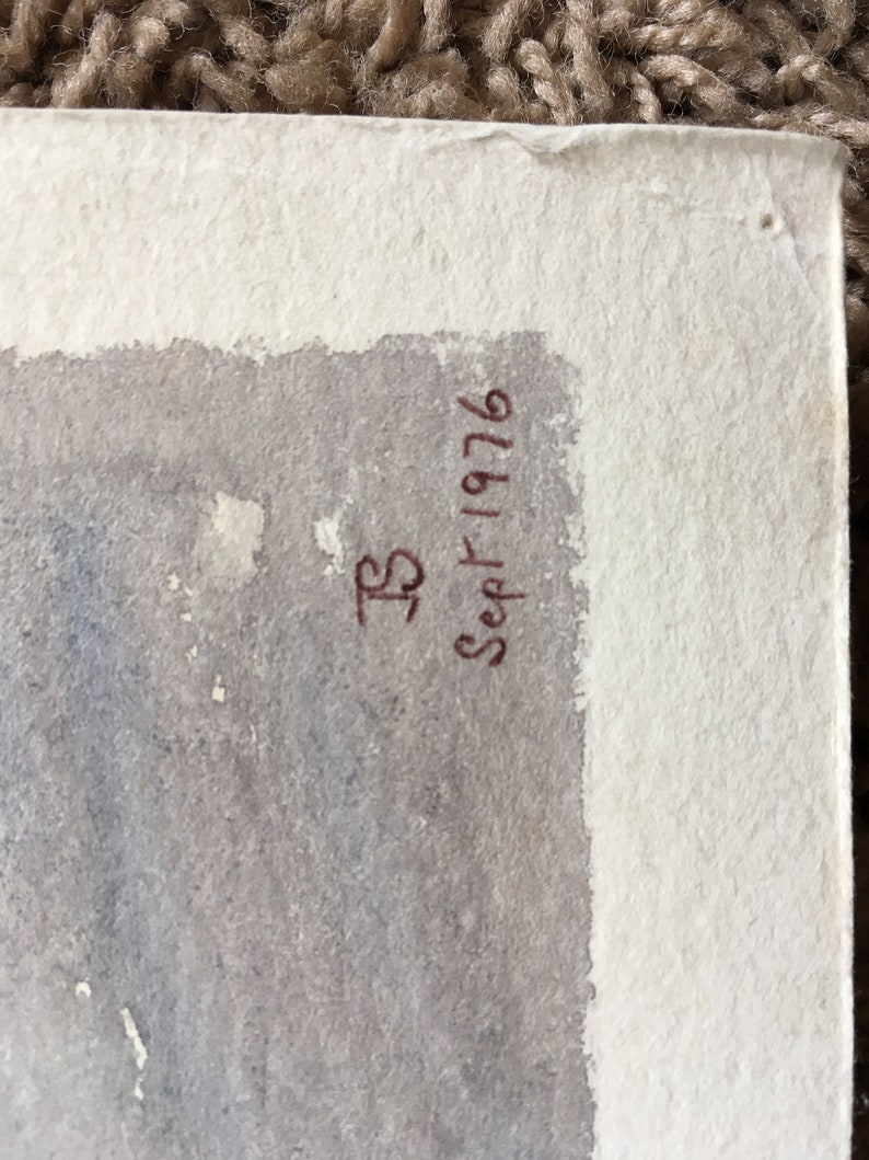 Original Watercolor Acrylic Oil Painting Signed JS Folk Art Landscape ...