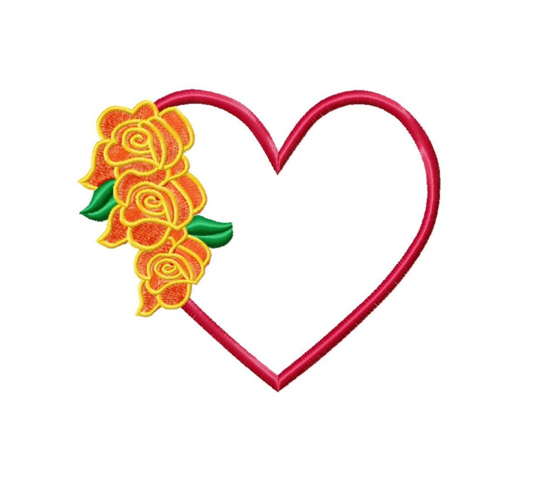 Flower Heart Frame Embroidery Designs - Flower Design Machine ...