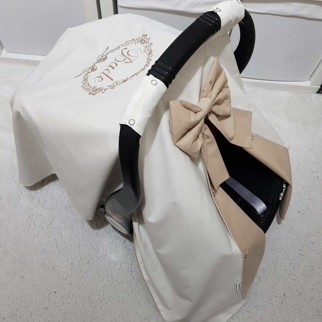Light Cream and Beige Baby Car Seat Cover Girl and Boy , Personalized ...