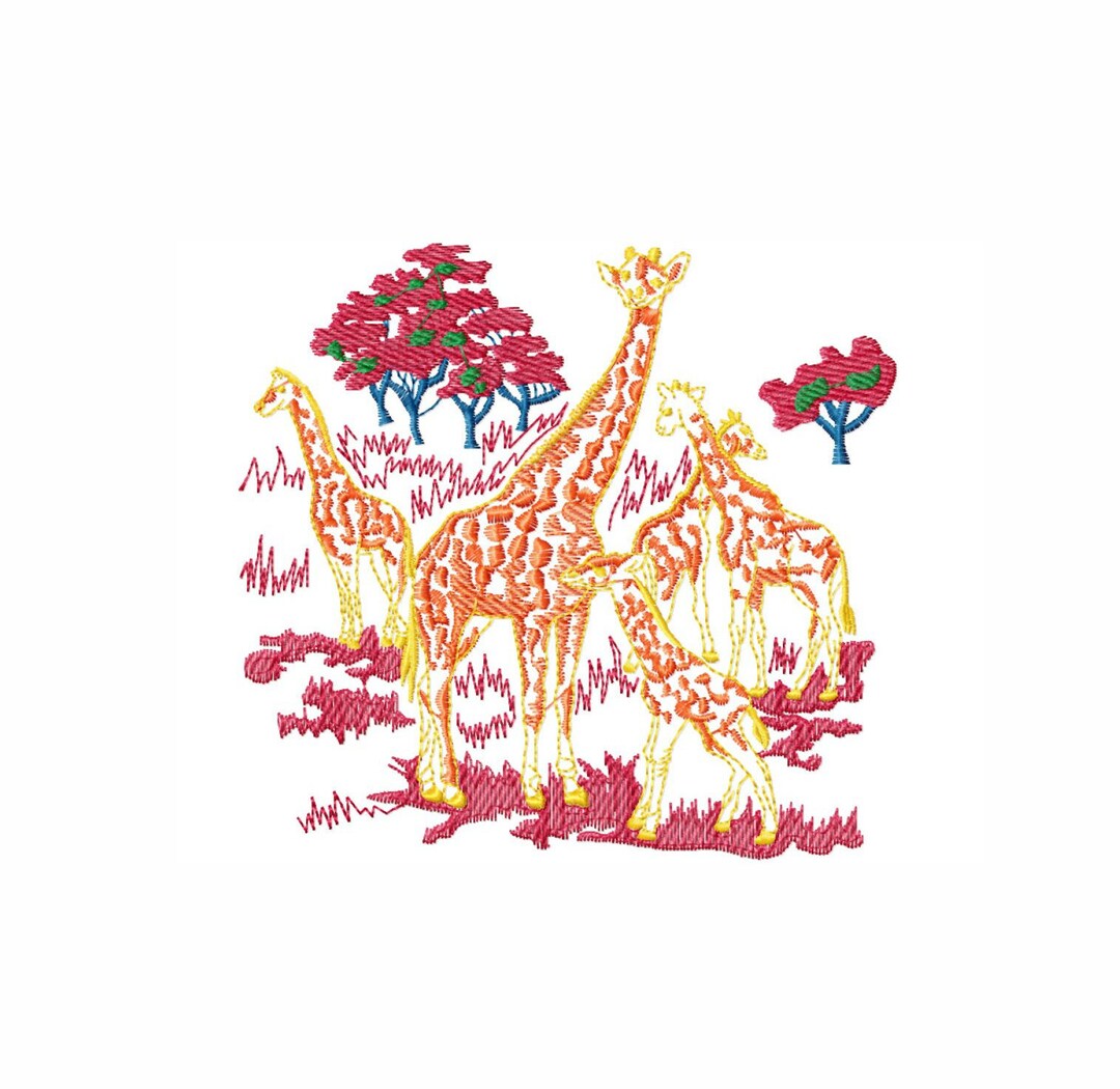Giraffe Jungle Embroidery Designs - Giraffe Embroidery Design Machine ...