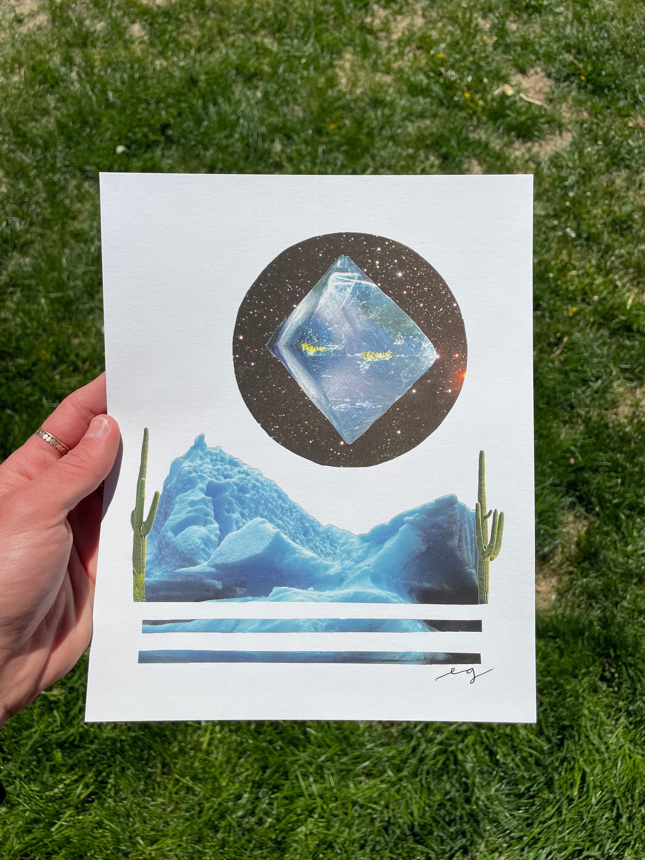 Iceberg Print, Collage Wall Art, Surrealism, Trendy Art Print, Mountain ...