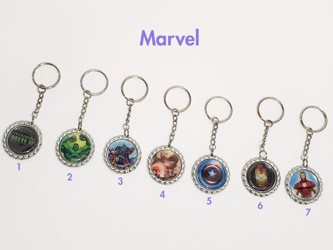 Superhero Keychains, Bottle cap, Party Favors, Marvel - Etsy 日本